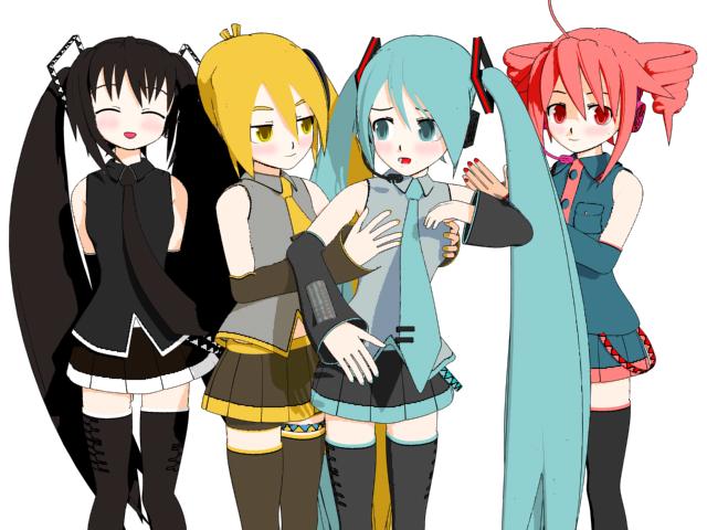 Hatsune Miku, Zatsune Miku, Akita Neru et Kasane Teto
